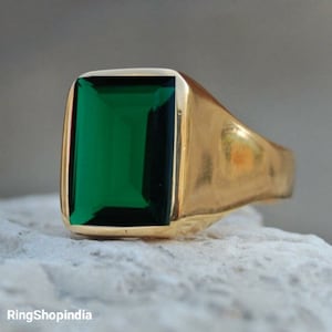 Emerald Cut Signet Ring: 925 Sterling Silver, Handmade Emerald Quartz ...