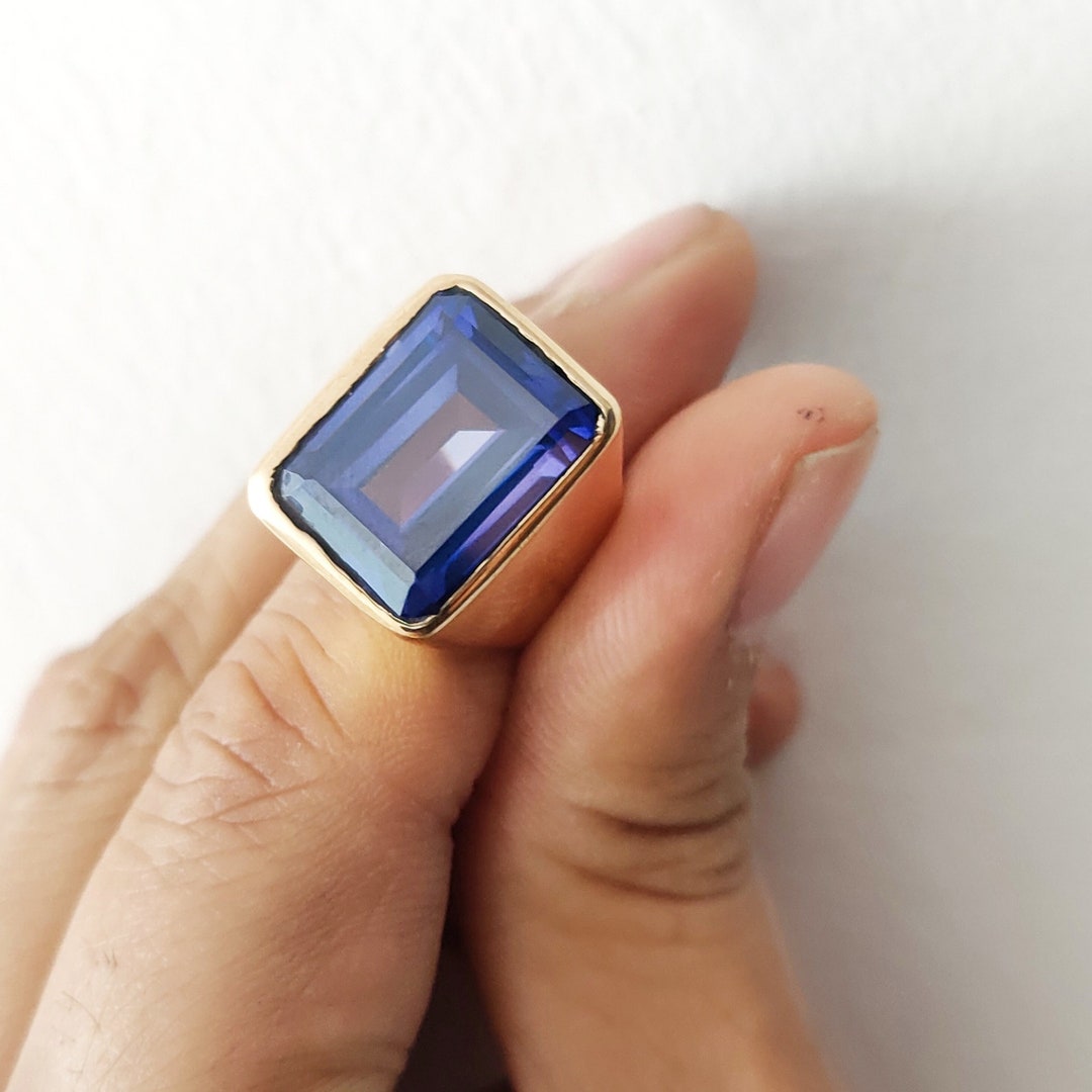 Tanzanite Stone Ring Square Shape Gemstone Custom Ring for Men, 925 Sterling Silver Jewelry ...