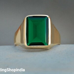 Emerald Cut Signet Ring: 925 Sterling Silver, Handmade Emerald Quartz ...