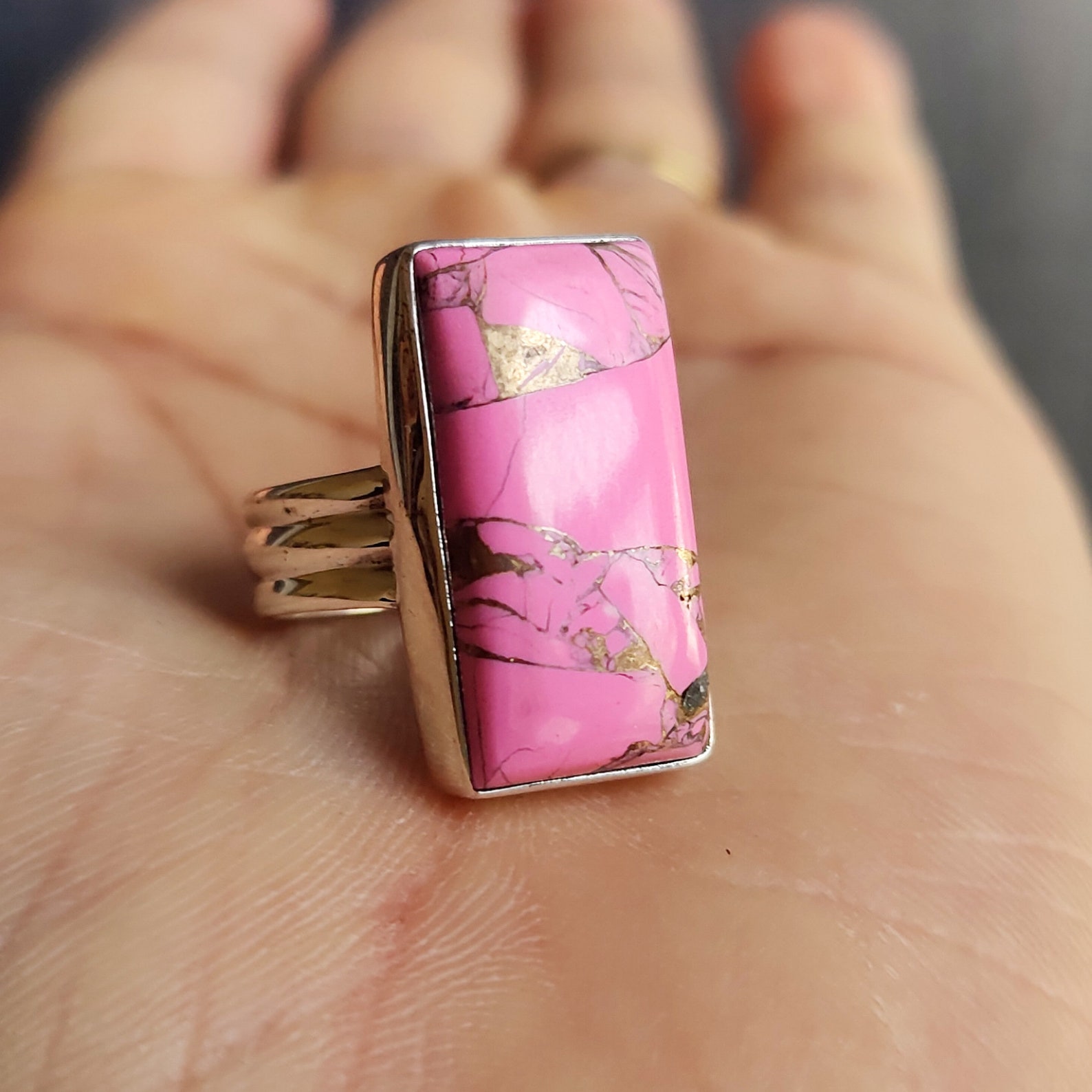 Pink Turquoise Ring: Handmade 925 Sterling Silver Statement Ring - Etsy