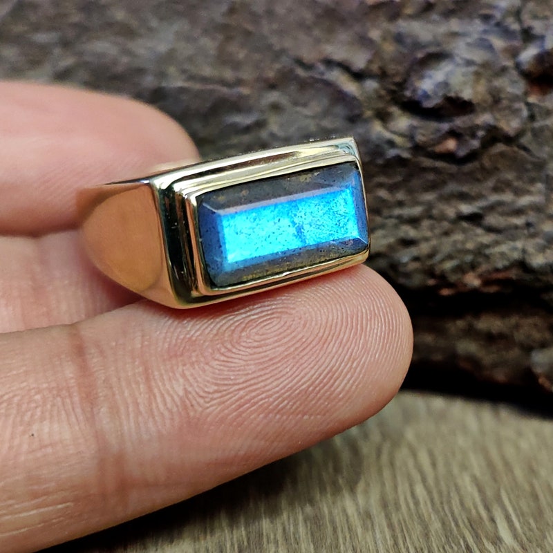 Mens Blue Stone Gold Ring - Etsy