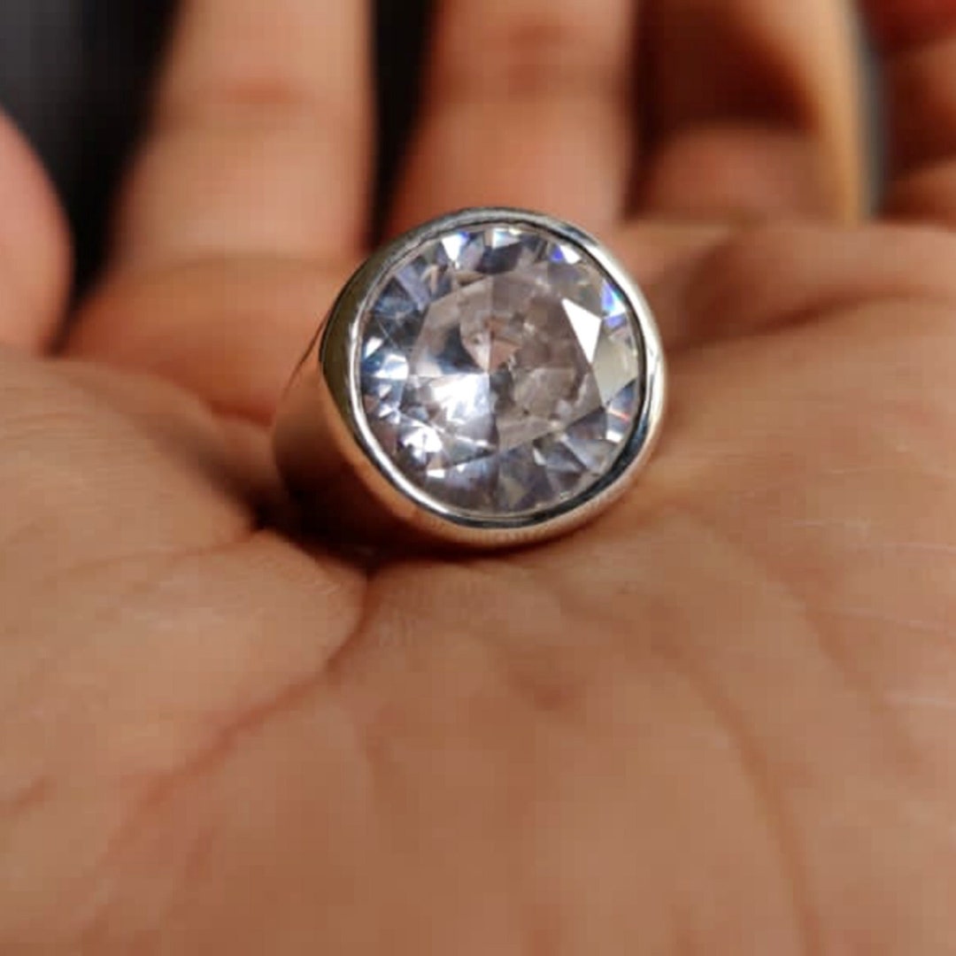 Clear Quartz Ring, Signet Ring, 925 Solid Sterling Silver Ring, Diamond ...