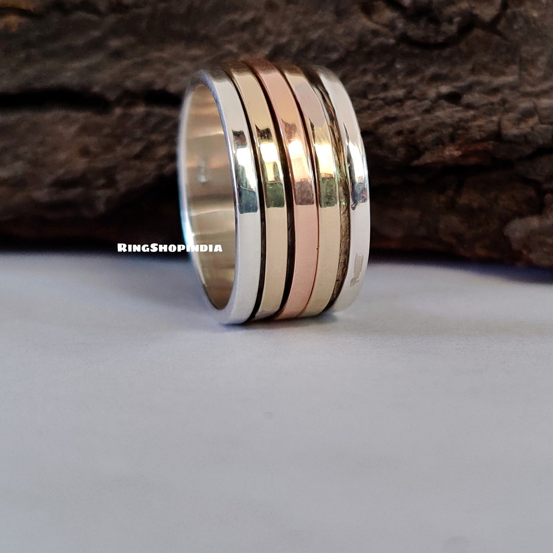 Solid 925 Sterling Silver Spinner Ring for Women, Designer Stylish ...