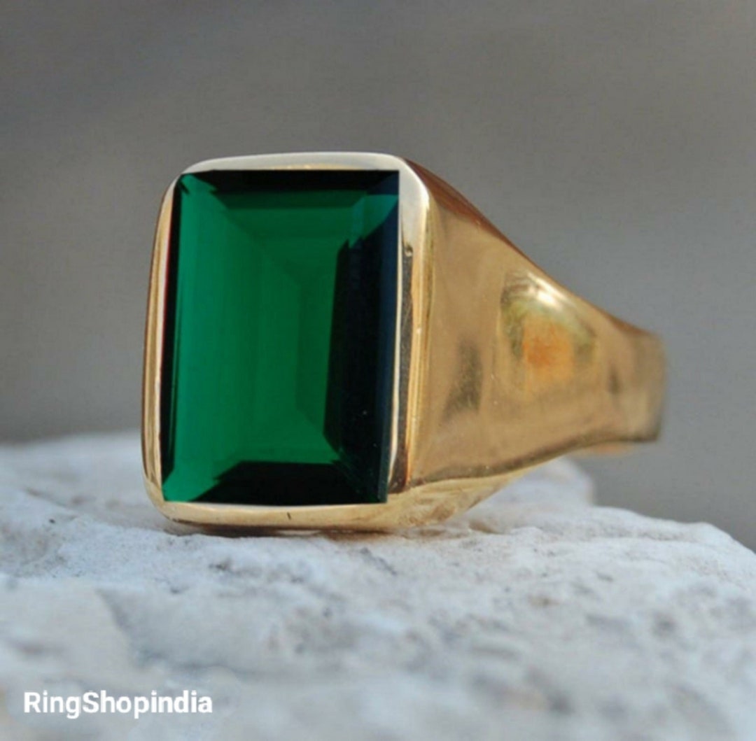 Emerald Cut Signet Ring: 925 Sterling Silver, Handmade Emerald Quartz ...