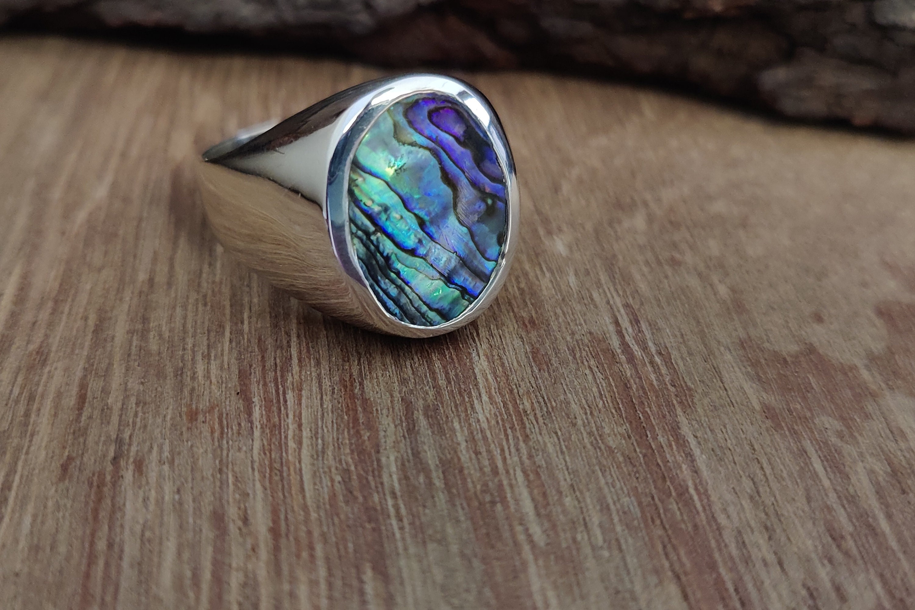 Abalone Shell Ring Mens Ring 925 Solid Sterling Silver Ring - Etsy