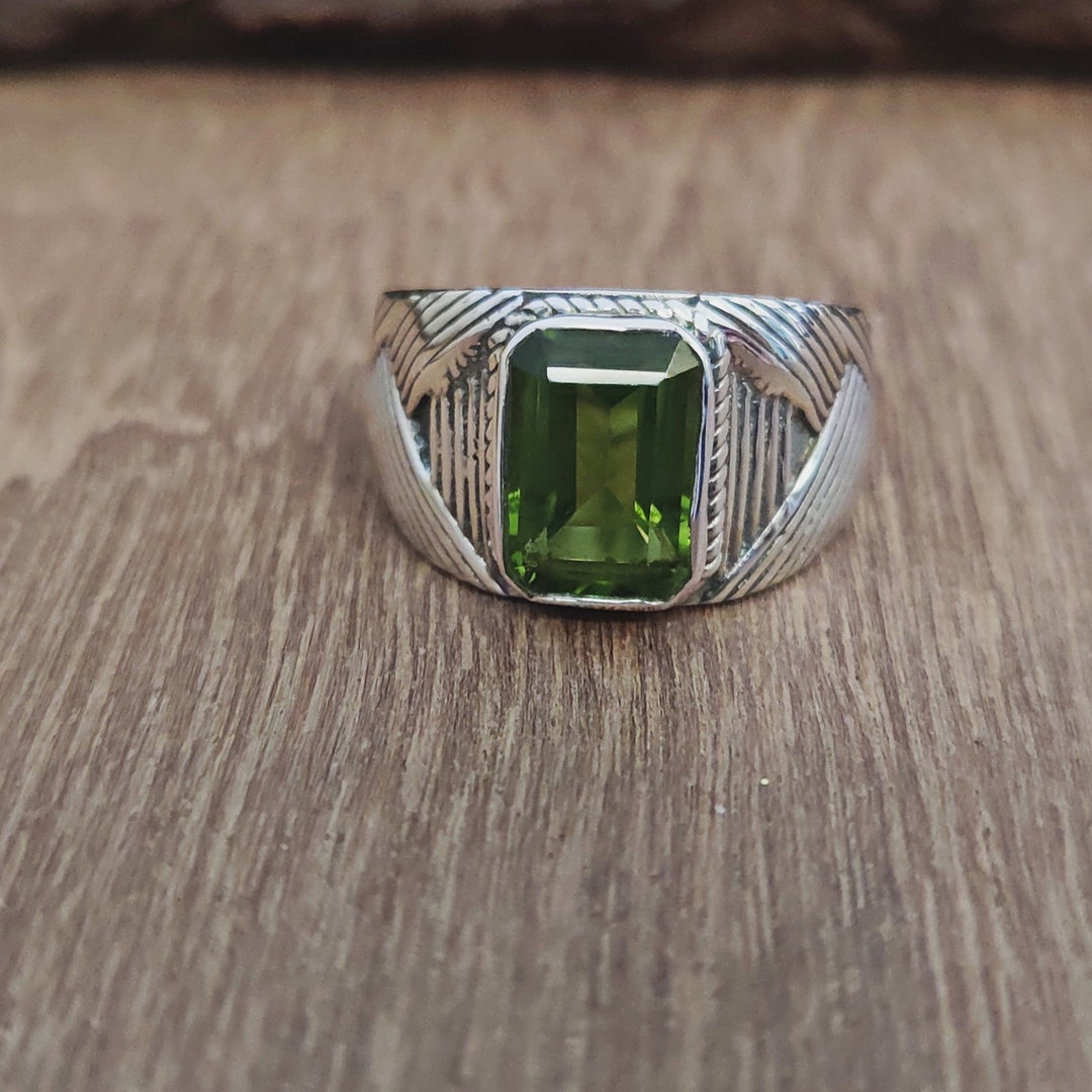 Peridot Stone Ring, Ethical Gemstone Ring, 925 Solid Sterling Silver ...