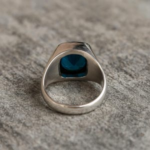Blue Topaz Signet Ring: 925 Sterling Silver Bohemian Gemstone - Etsy