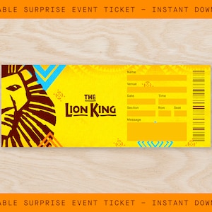 Printable the Lion King Broadway Ticket Surprise, Musical Collectible ...