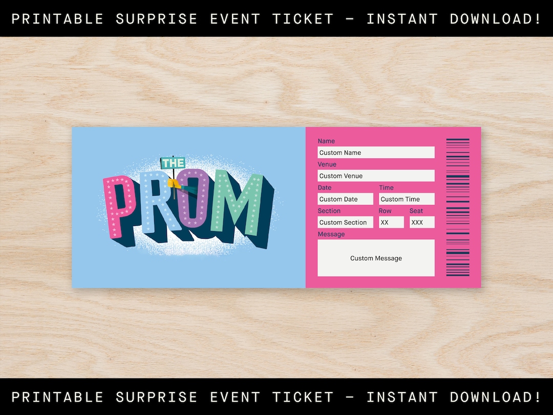 Printable THE PROM Broadway Ticket Surprise, Musical Collectible ...
