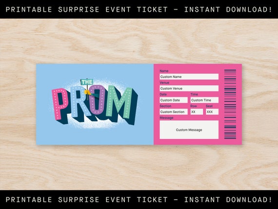 Printable THE PROM Broadway Ticket Surprise Musical | Etsy