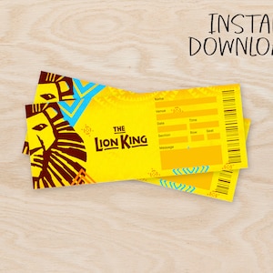 Printable the Lion King Broadway Ticket Surprise, Musical Collectible ...