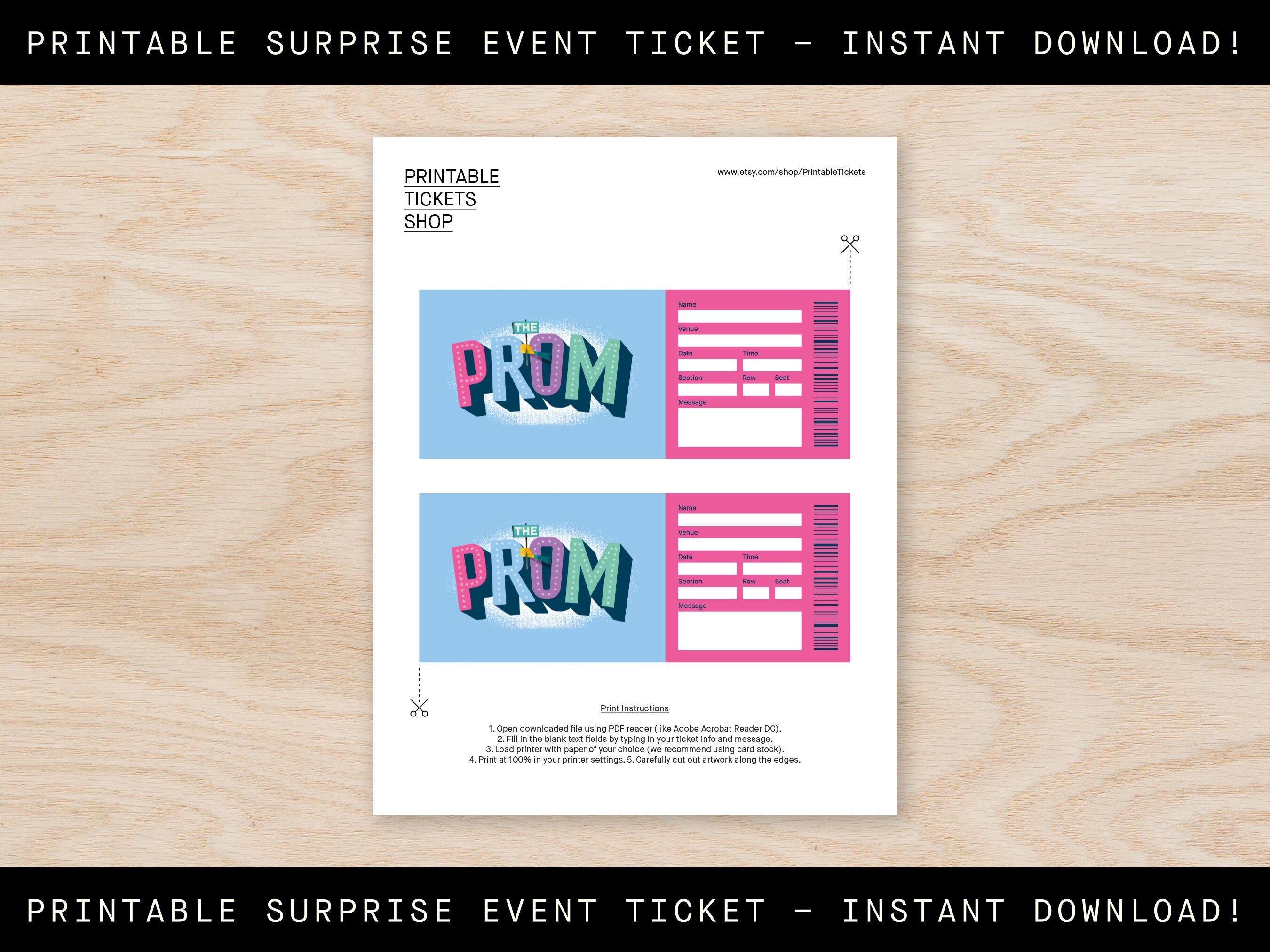 Printable THE PROM Broadway Ticket Surprise, Musical Collectible ...