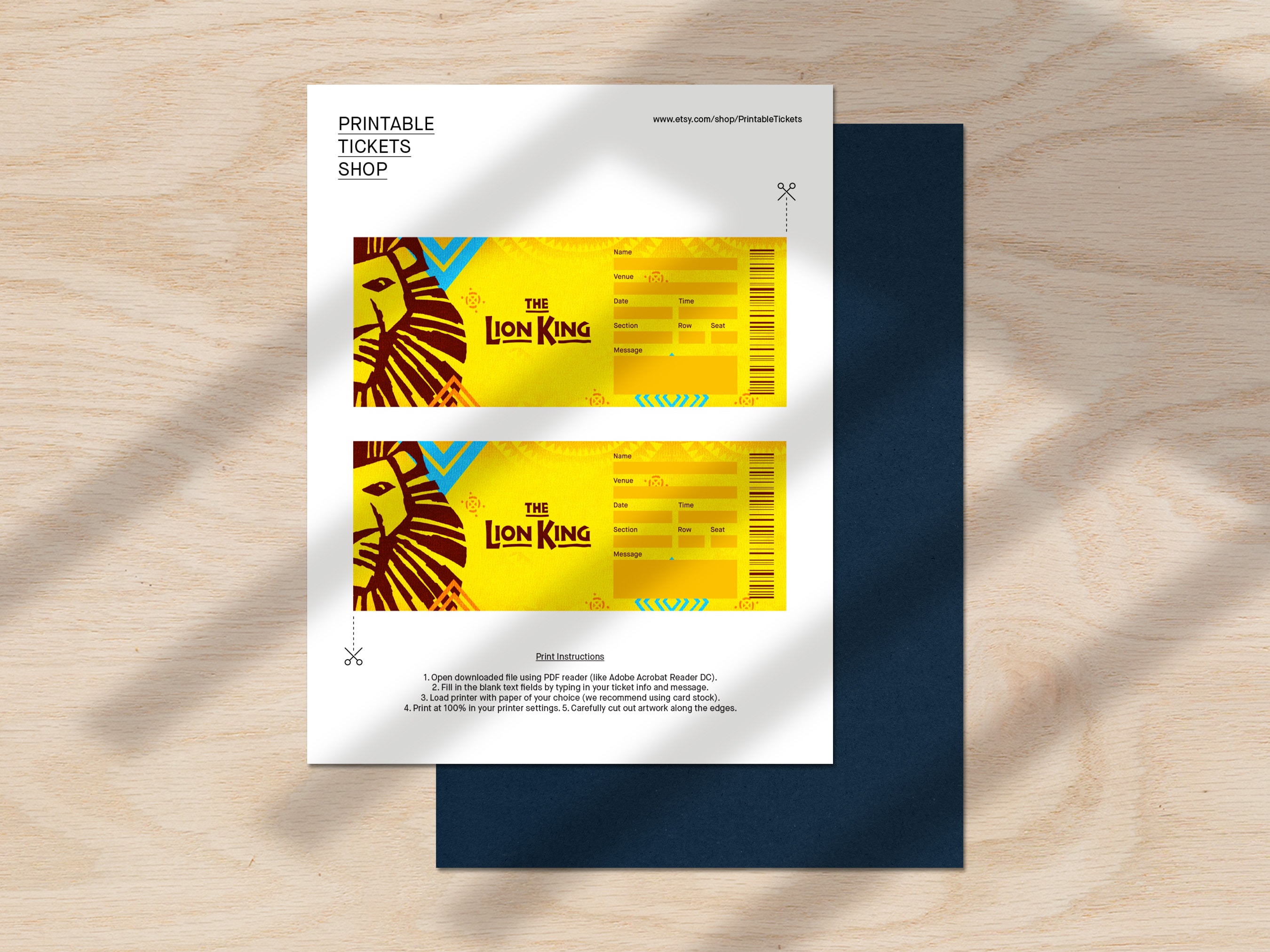 Printable the Lion King Broadway Ticket Surprise, Musical Collectible ...