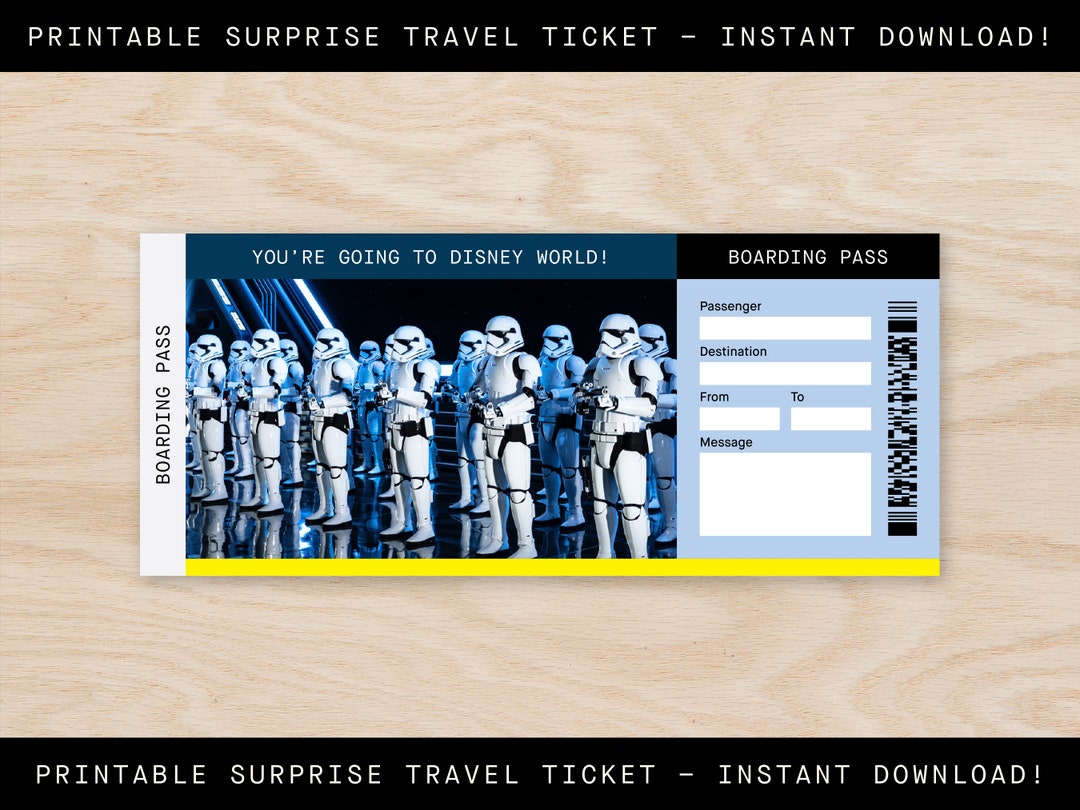 Printable Galaxy's Edge Stormtrooper World Surprise Trip Ticket ...