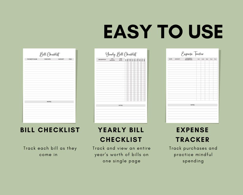 Simple Bill and Expense Tracker Printable PDF - Expense Tracker ...