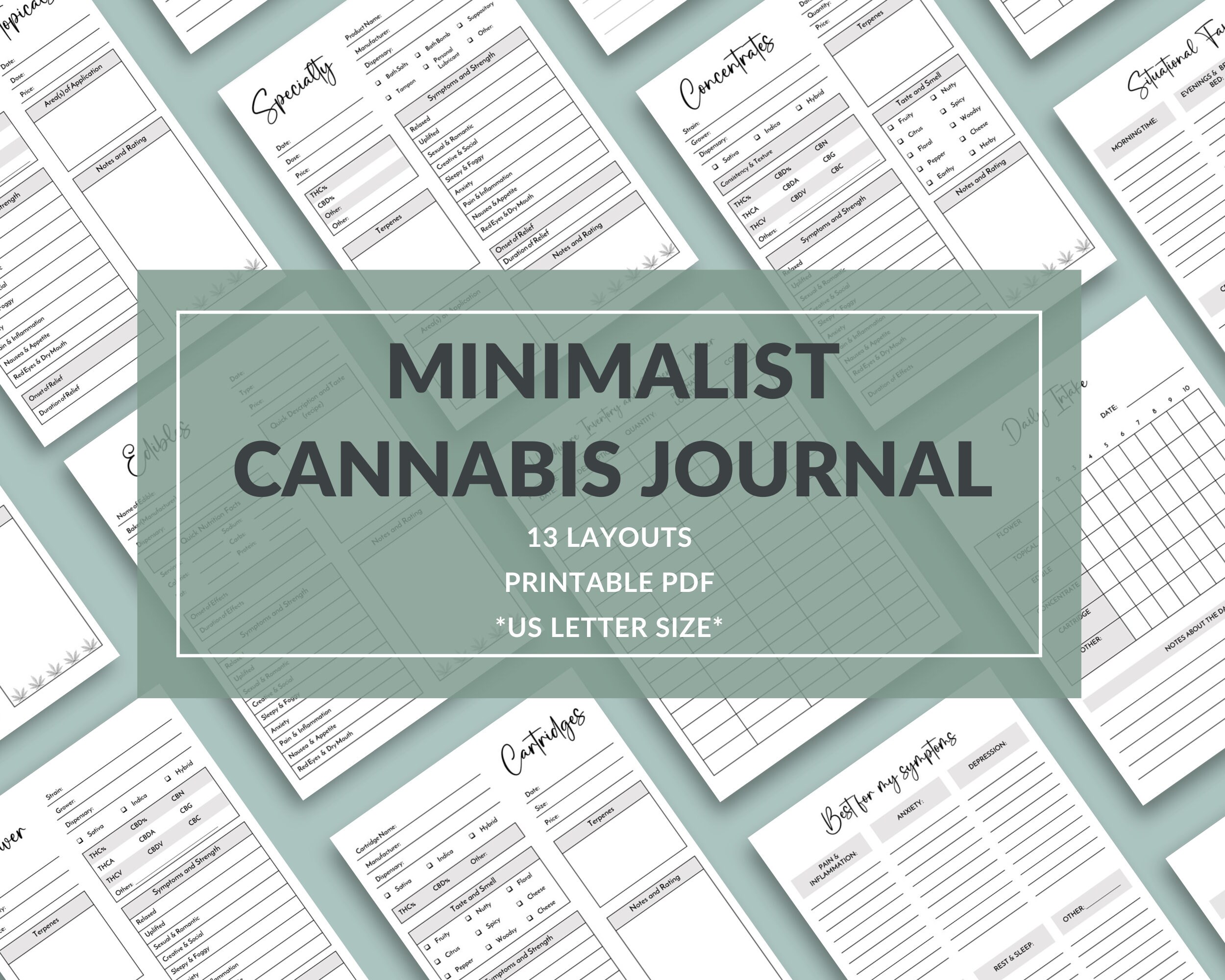 Minimalist Cannabis Journal Printable Version ONLY - Marijuana Strains ...