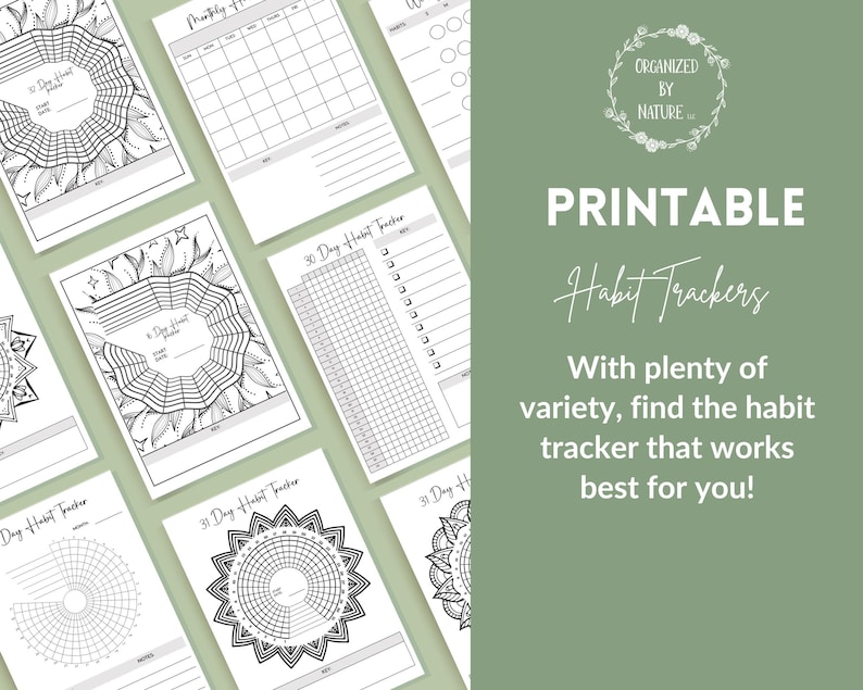 Habit Trackers Printable PDF Bundle - Weekly and Monthly - Circle Habit ...