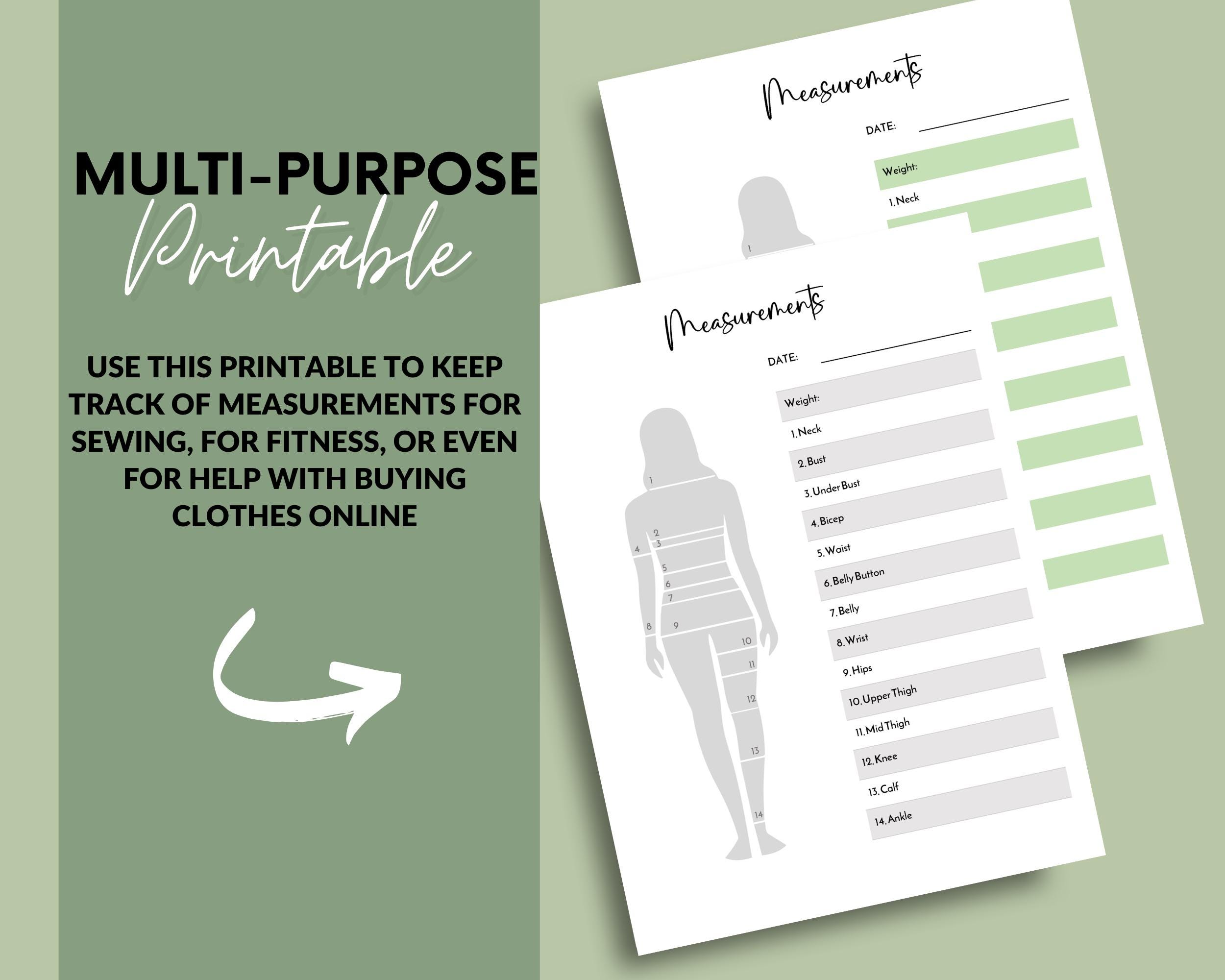 Common Body Measurements Printable PDF - Great for Fitness, Sewing ...