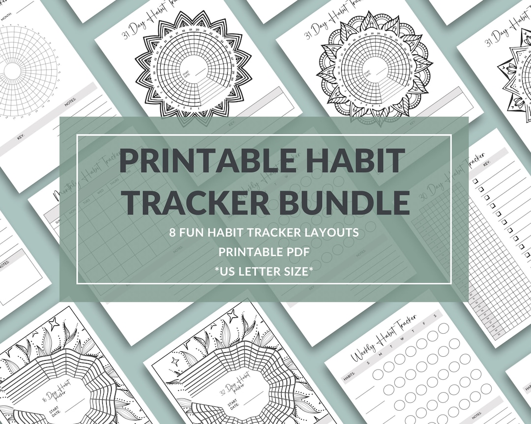 Habit Trackers Printable PDF Bundle - Weekly and Monthly - Circle Habit ...