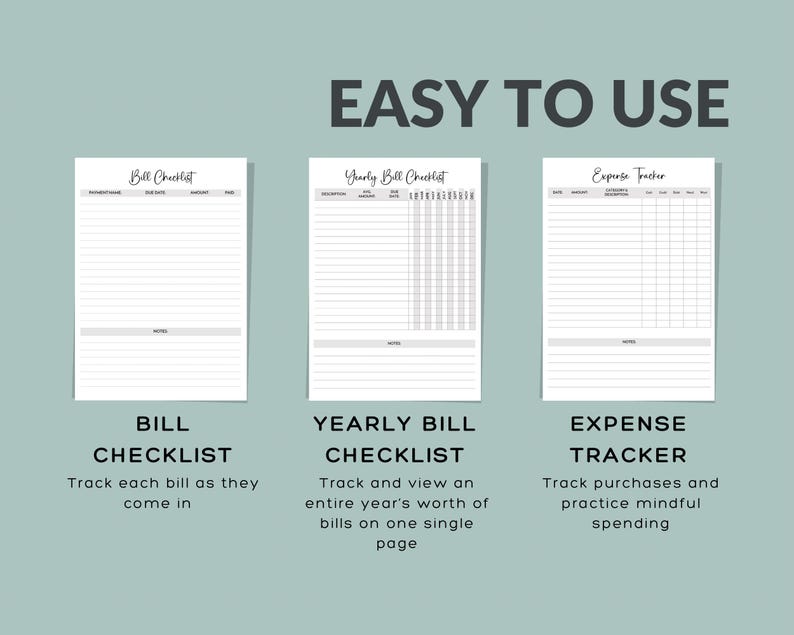Simple Bill and Expense Tracker Printable PDF - Expense Tracker ...