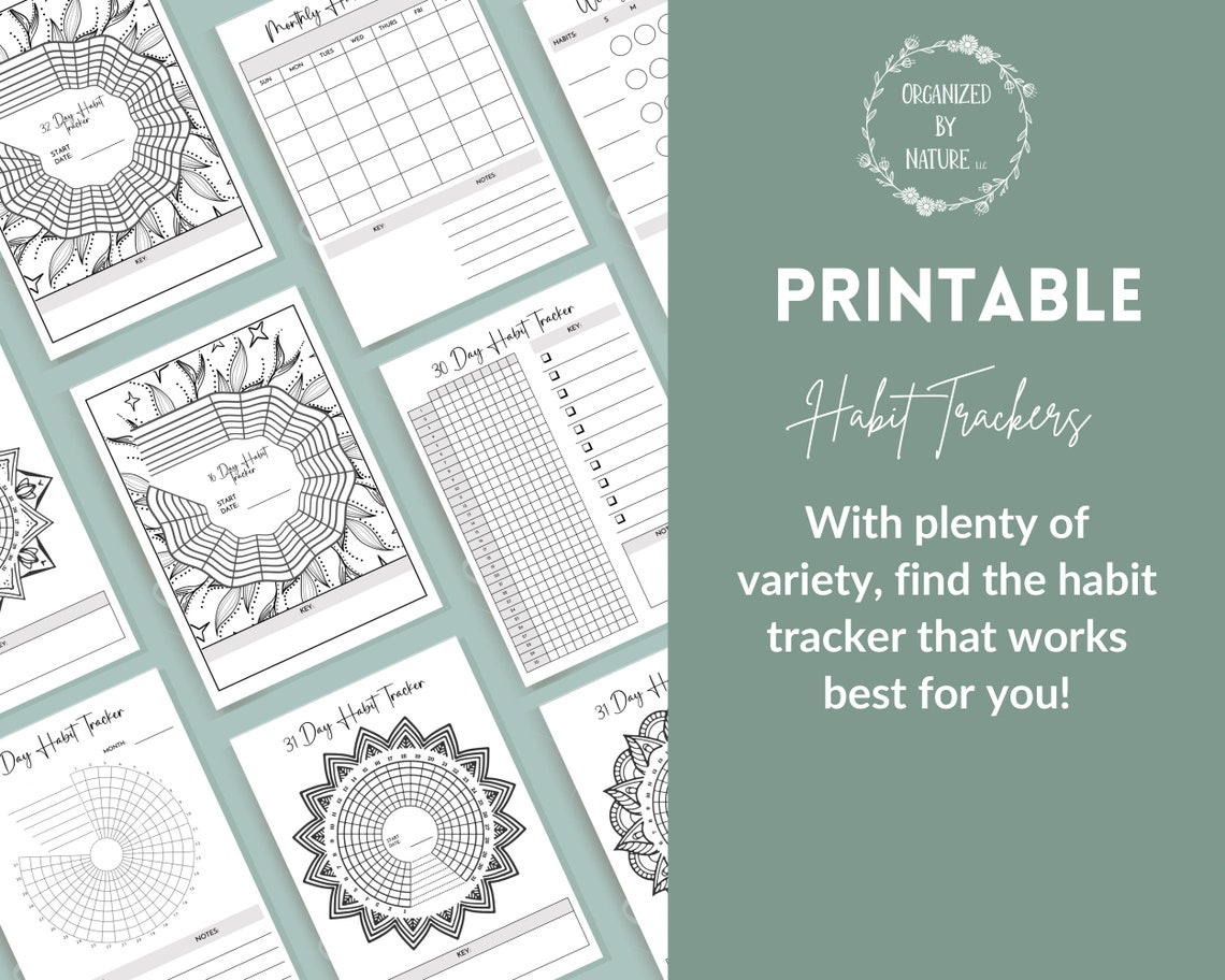 Habit Trackers Printable PDF Bundle - Weekly and Monthly - Circle Habit ...