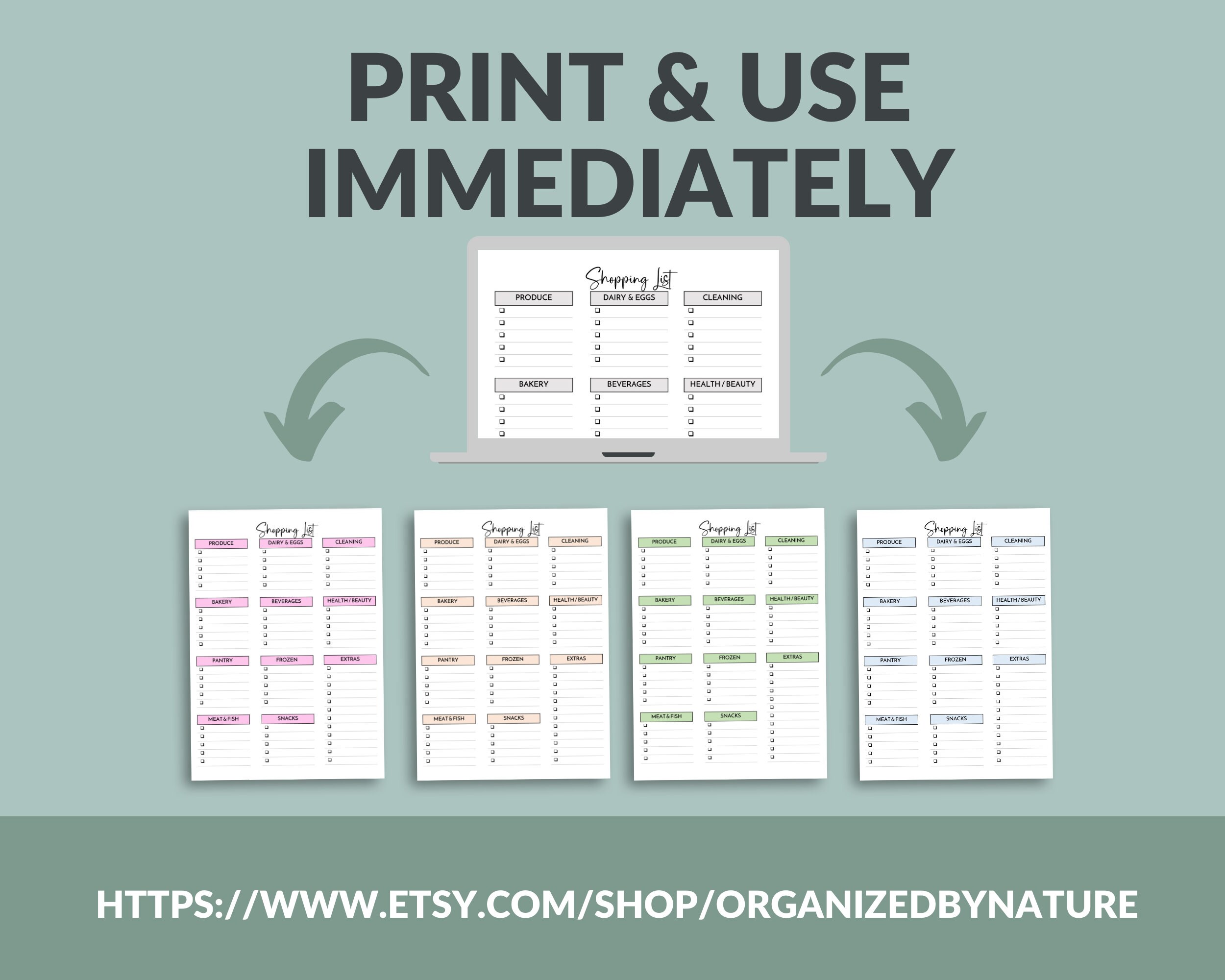 Grocery / Shopping List Printable PDF - Two Unique Layouts - Sale ...