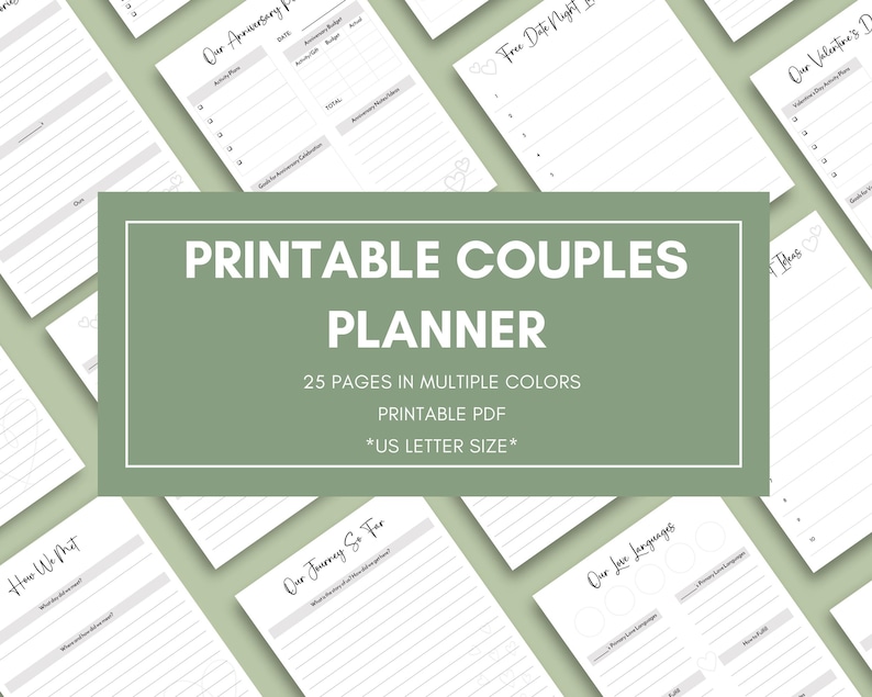 Couples Planner Printable PDF - Couple Goals, Date Night, Valentine's ...