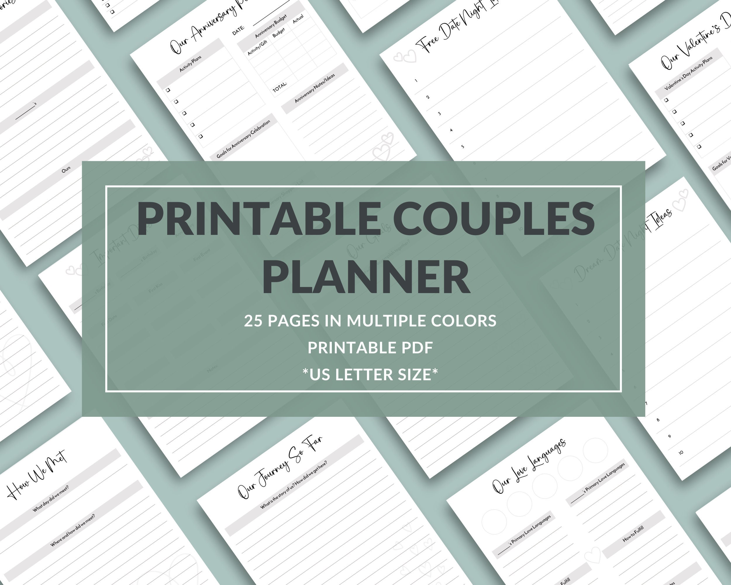 Couples Planner Printable PDF - Couple Goals, Date Night, Valentine's ...
