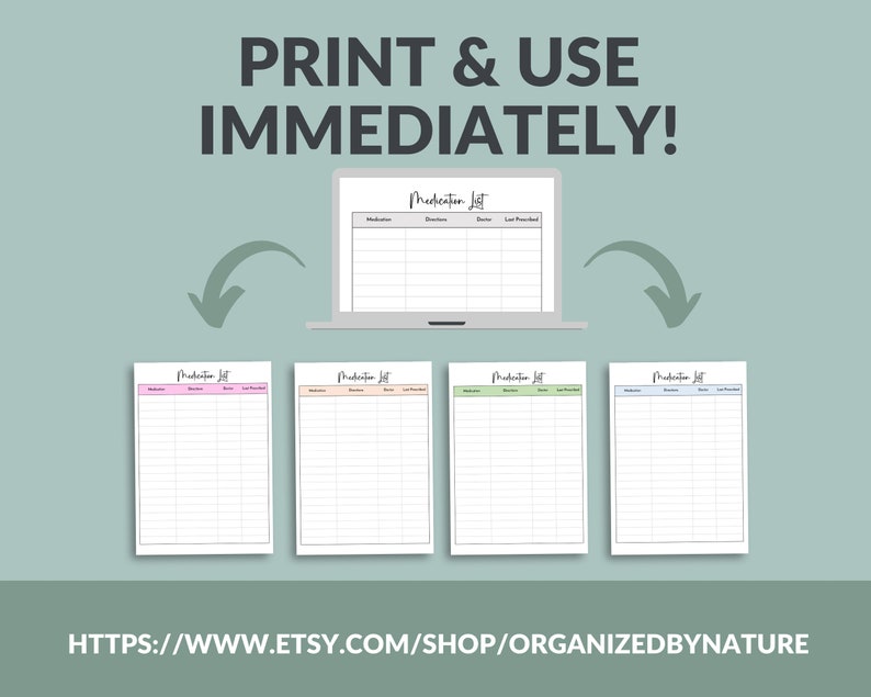 Simple and Handy Medication & Emergency Contact List Printable PDF ...