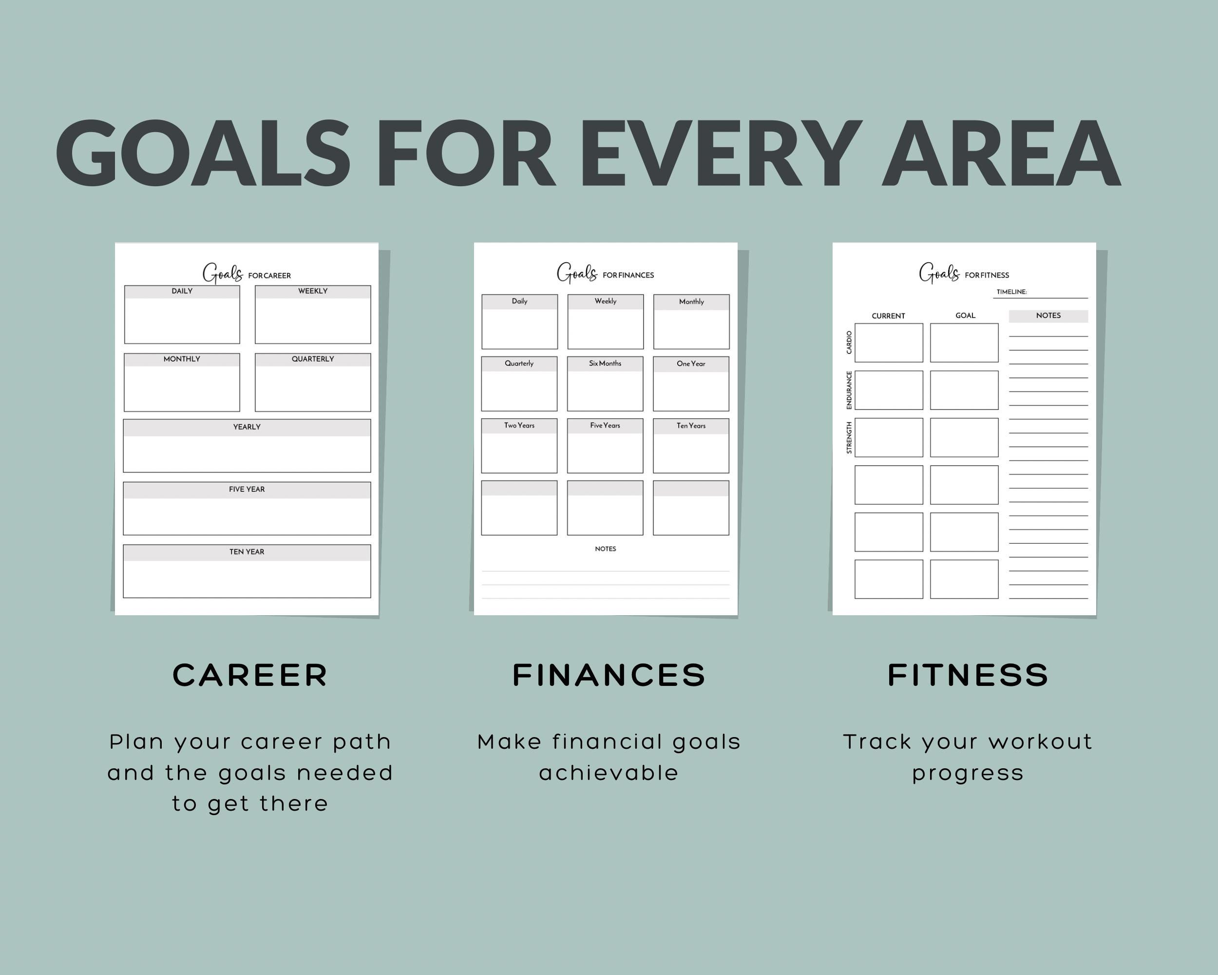 Ultimate Goal Planner Printable PDF Bundle - Career, Home Goals, More ...
