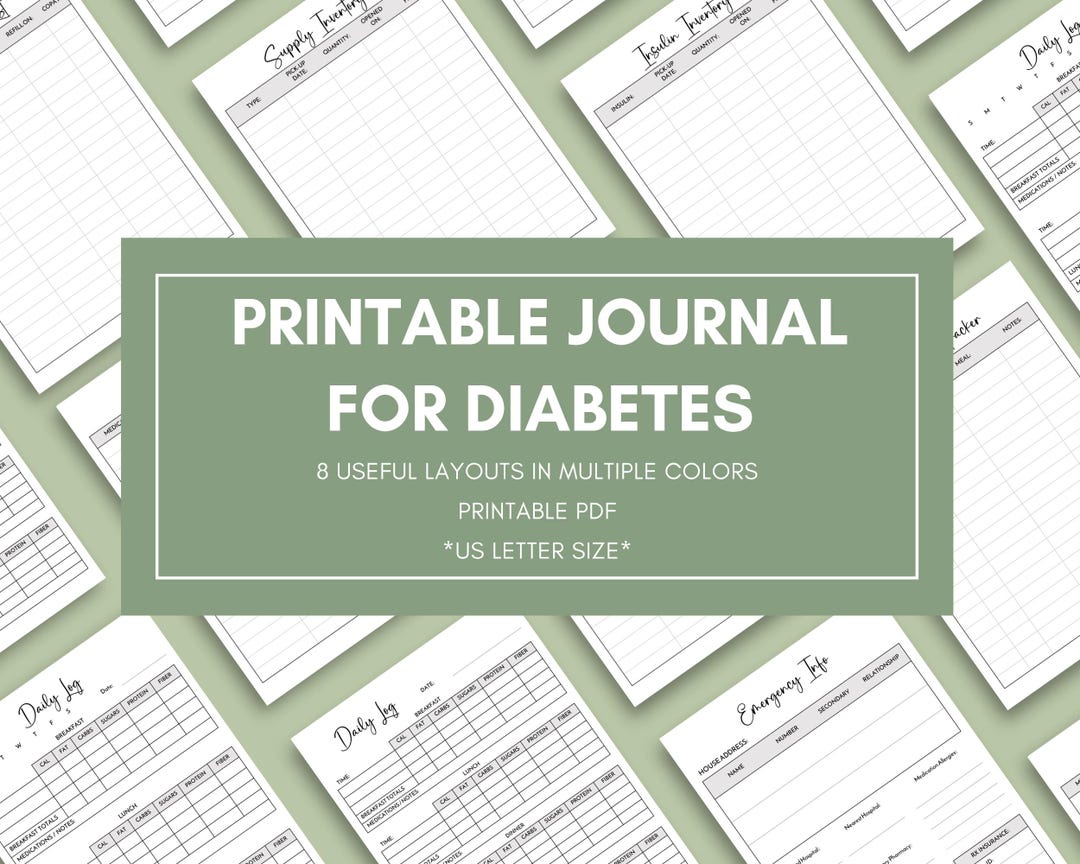 Printable Journal for Diabetics PDF - Blood Sugar Tracker - Daily Log ...