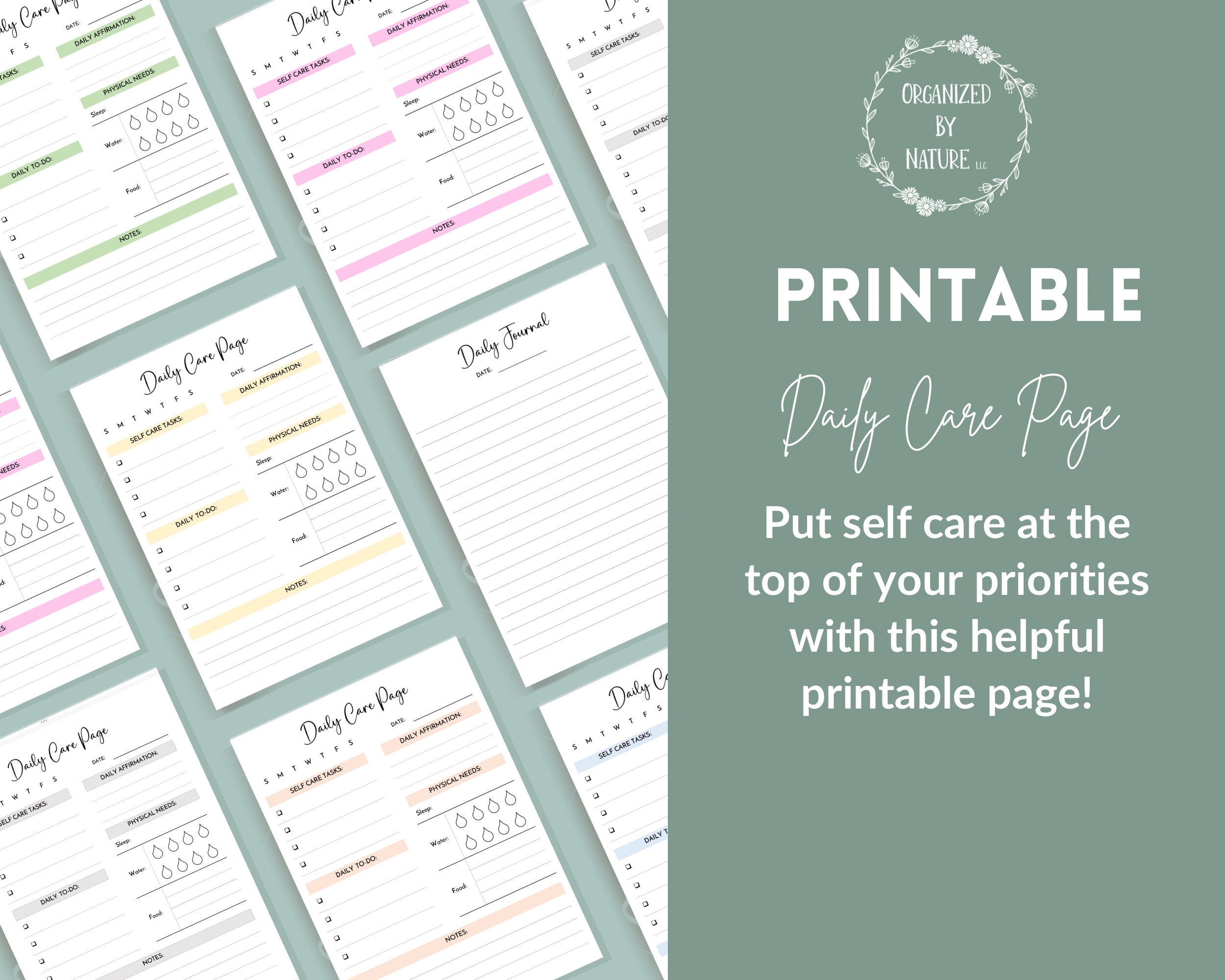 Daily Self-care Printable Page PDF - Self Care Printable - Water Intake ...