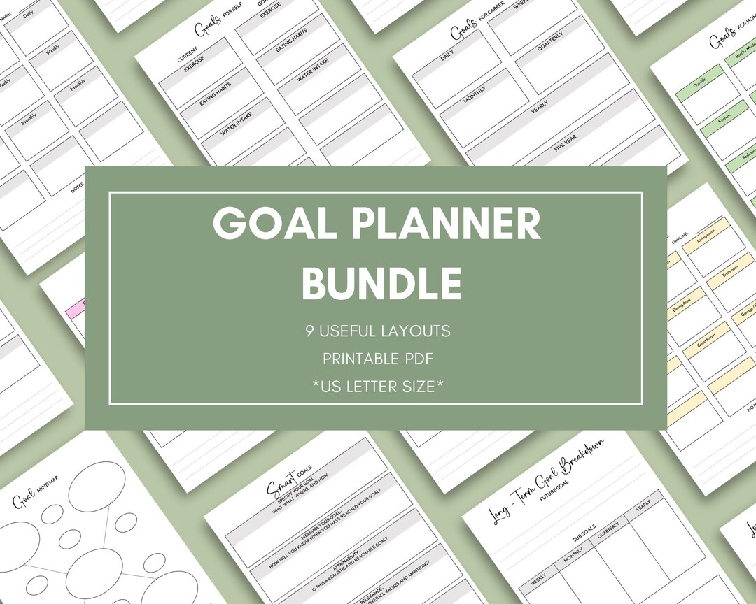 Goal Planner Printable PDF Bundle - Set Smart & Long Term Goals ...
