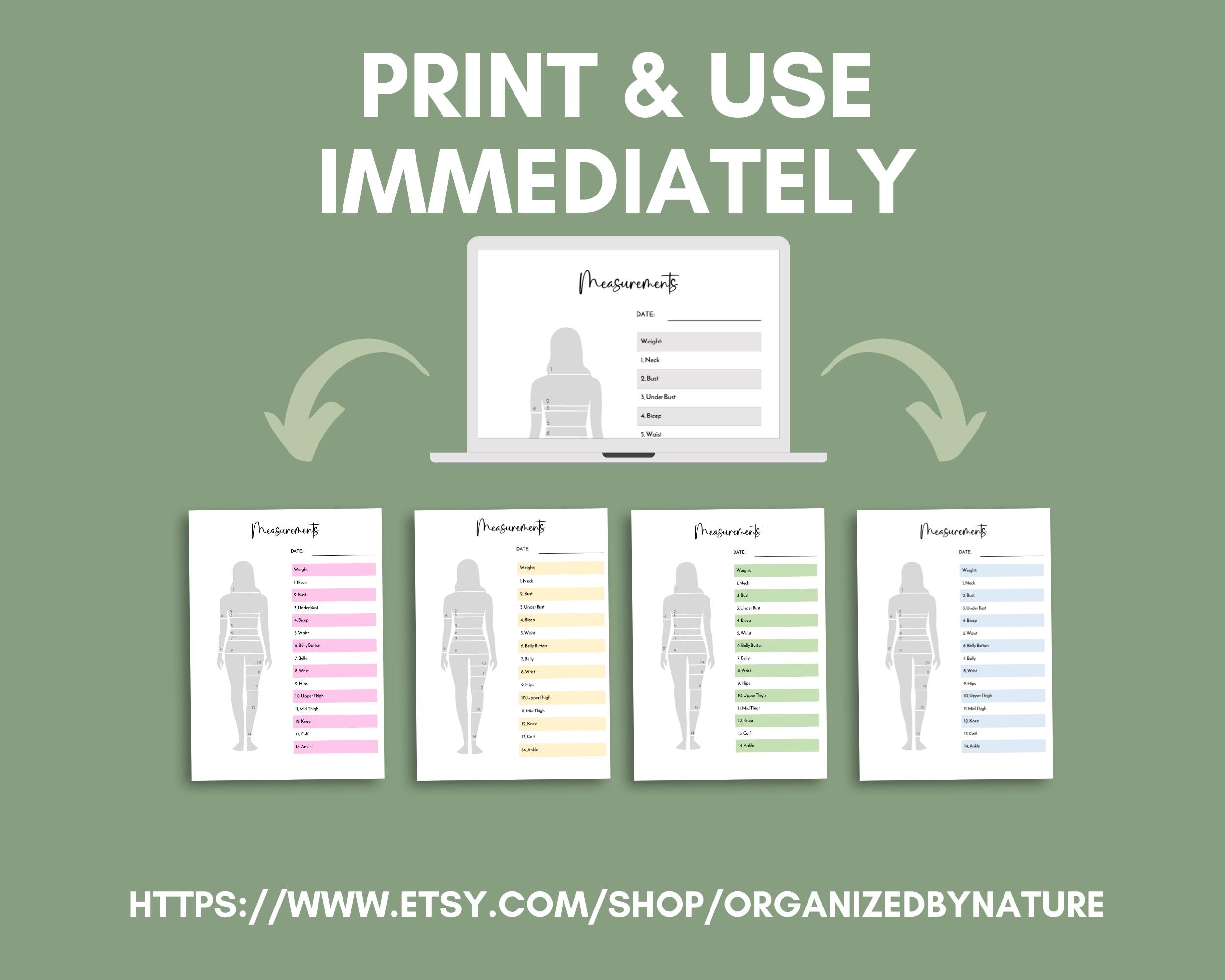Common Body Measurements Printable PDF - Great for Fitness, Sewing ...