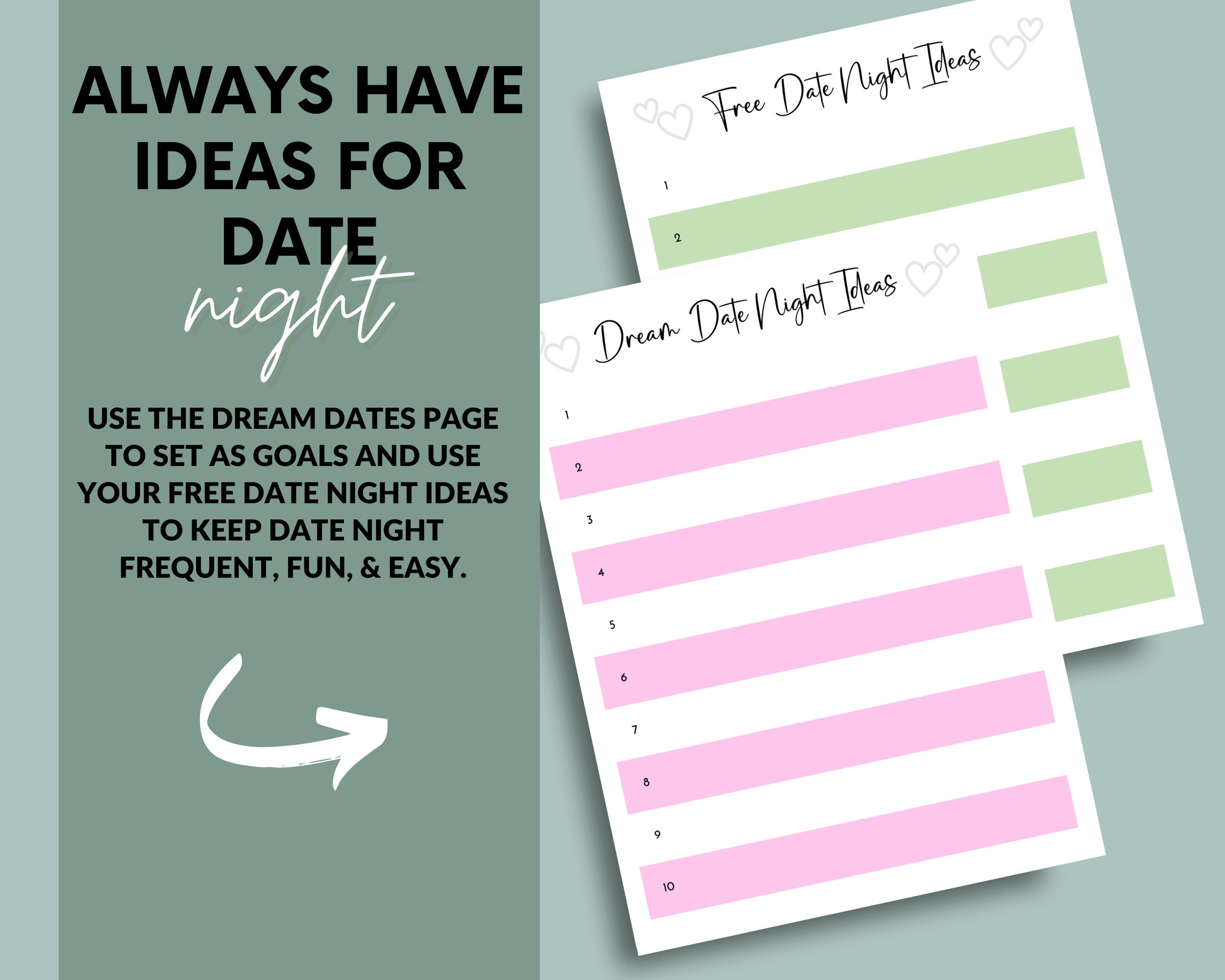 Couples Planner Printable PDF - Couple Goals, Date Night, Valentine's ...