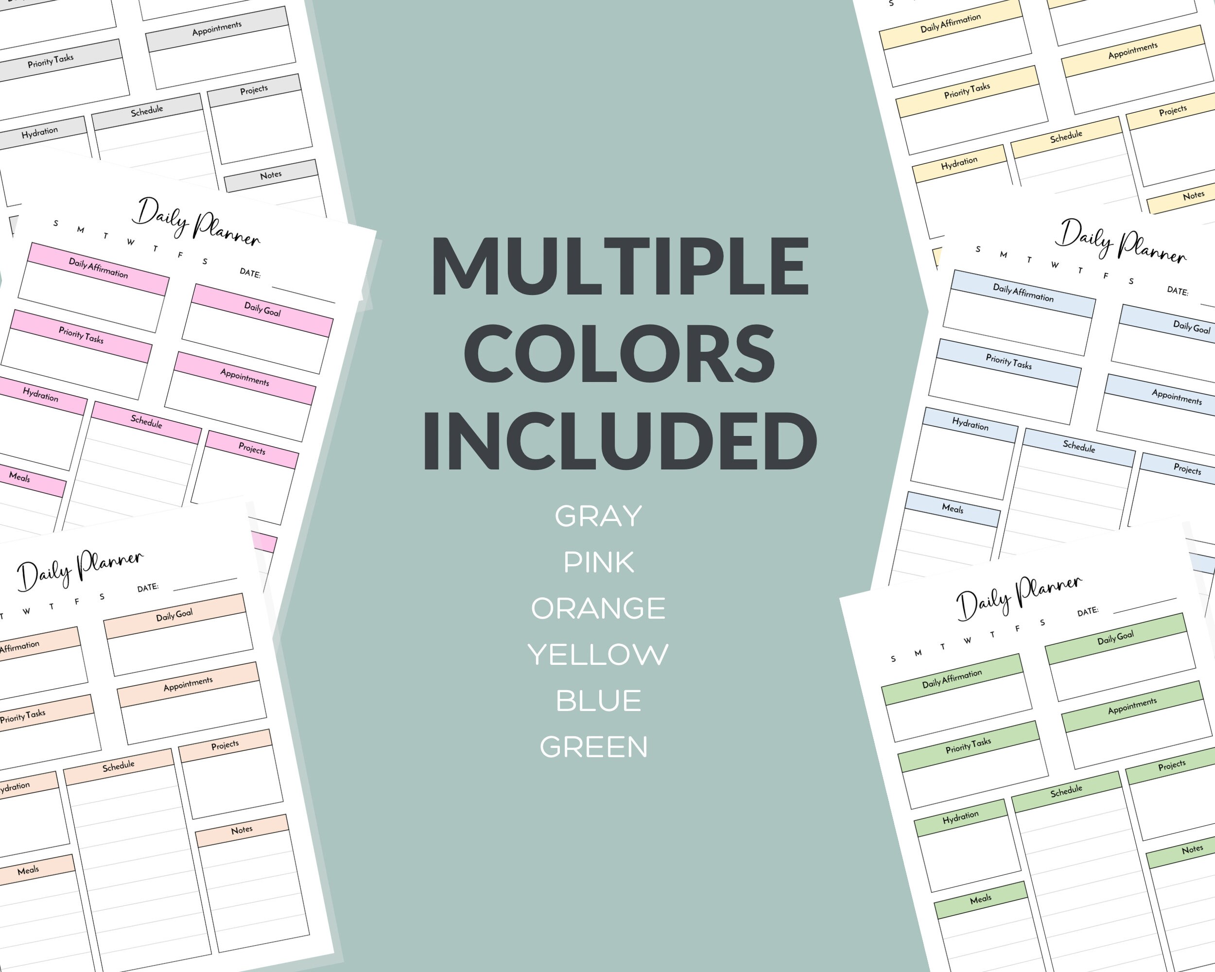 Simple Printable Daily Planner, PDF Bundle 3 Unique Daily Layouts ...