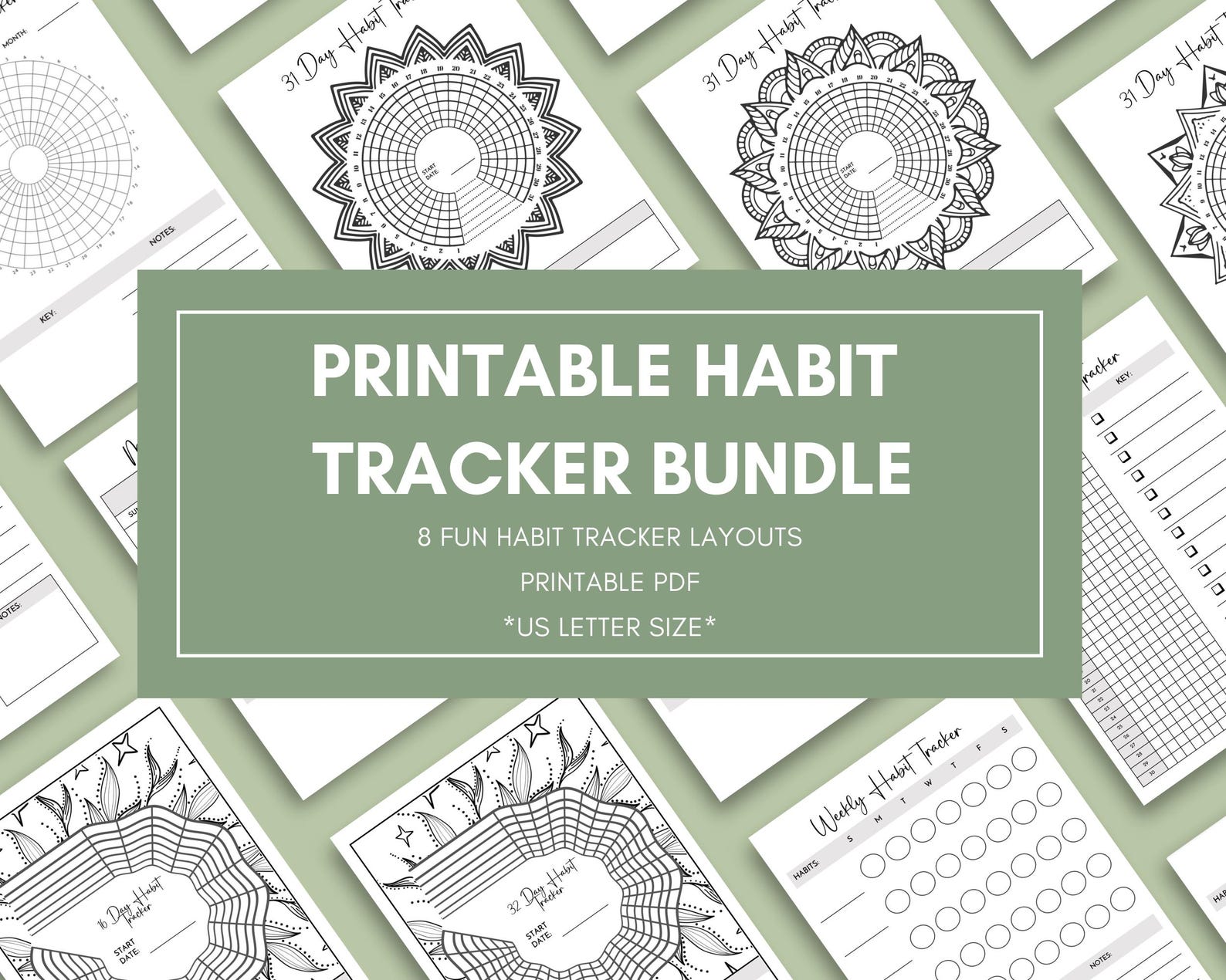 Habit Trackers Printable PDF Bundle - Weekly and Monthly - Circle Habit ...
