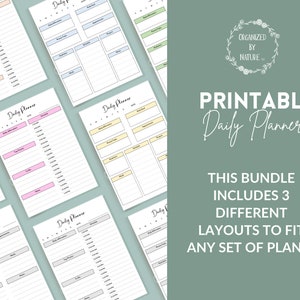 Simple Printable Daily Planner, PDF Bundle - 3 Unique Daily Layouts ...