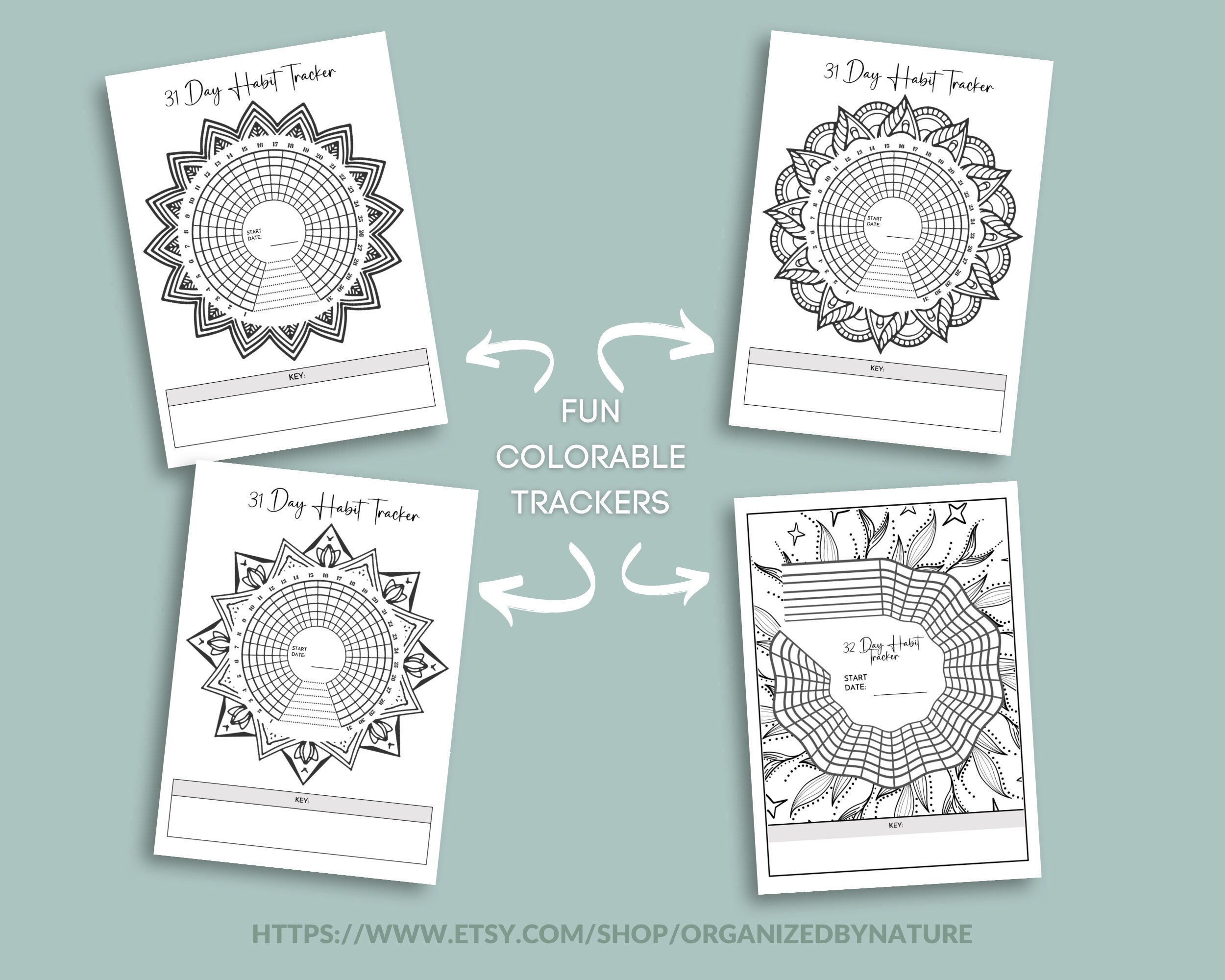 Habit Trackers Printable PDF Bundle - Weekly and Monthly - Circle Habit ...