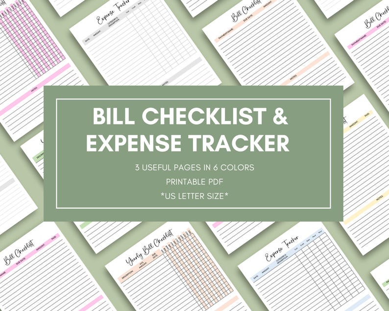 Simple Bill and Expense Tracker Printable PDF - Expense Tracker ...