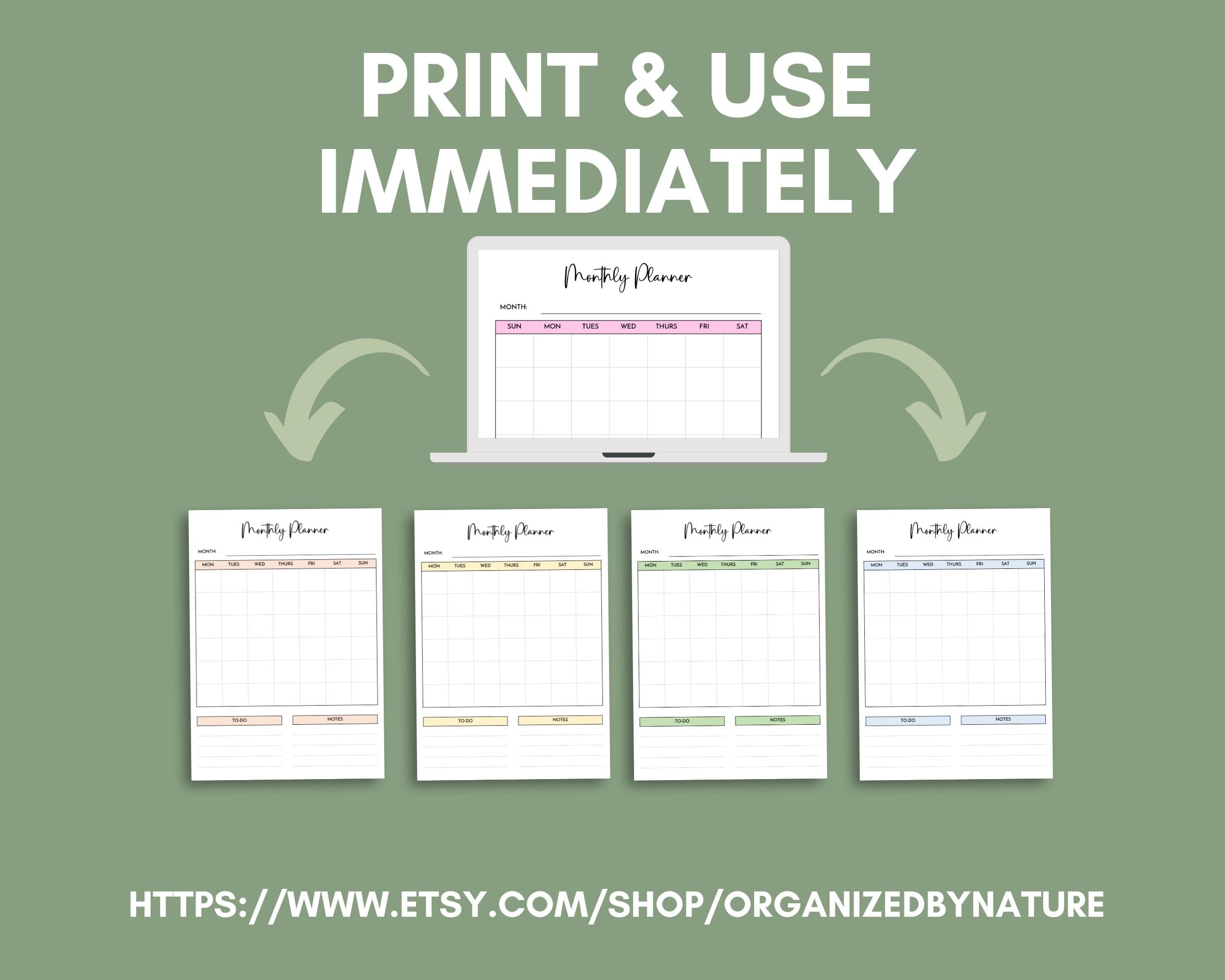 Monthly Planner Printable PDF Bundle - 3 Unique Monthly Layouts ...