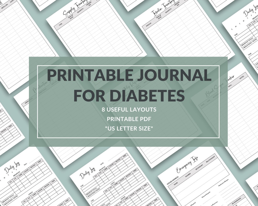 Printable Journal for Diabetics PDF - Blood Sugar Tracker - Daily Log ...