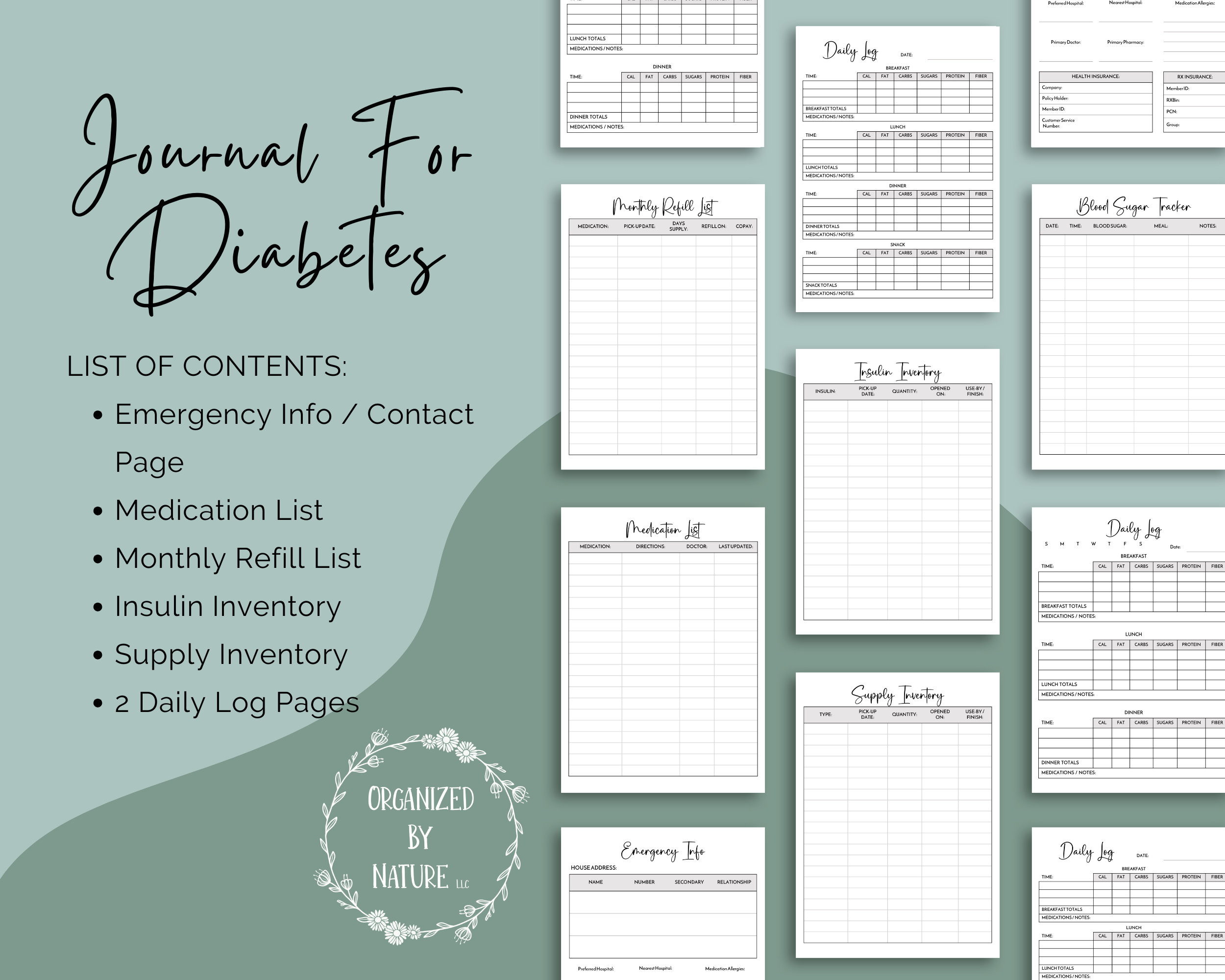 Printable Journal for Diabetics PDF - Blood Sugar Tracker - Daily Log ...