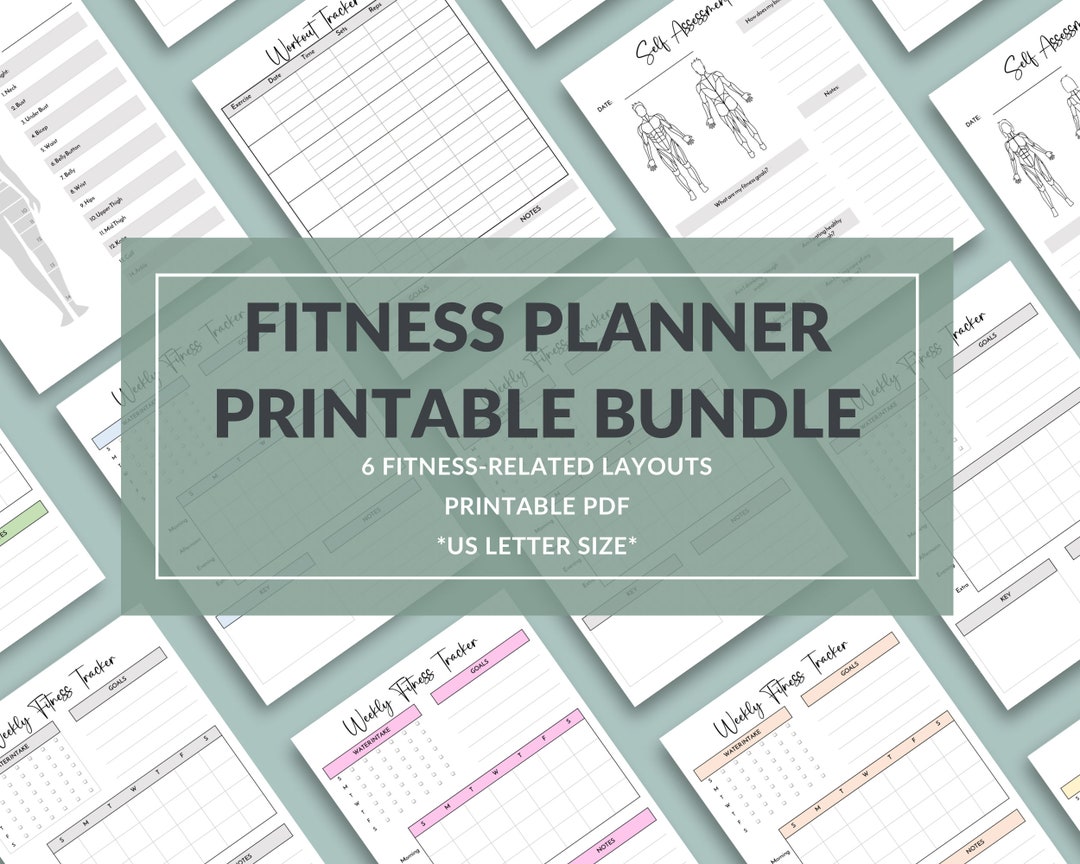 Fitness Printable PDF Bundle - Exercise Trackers - Body Size ...