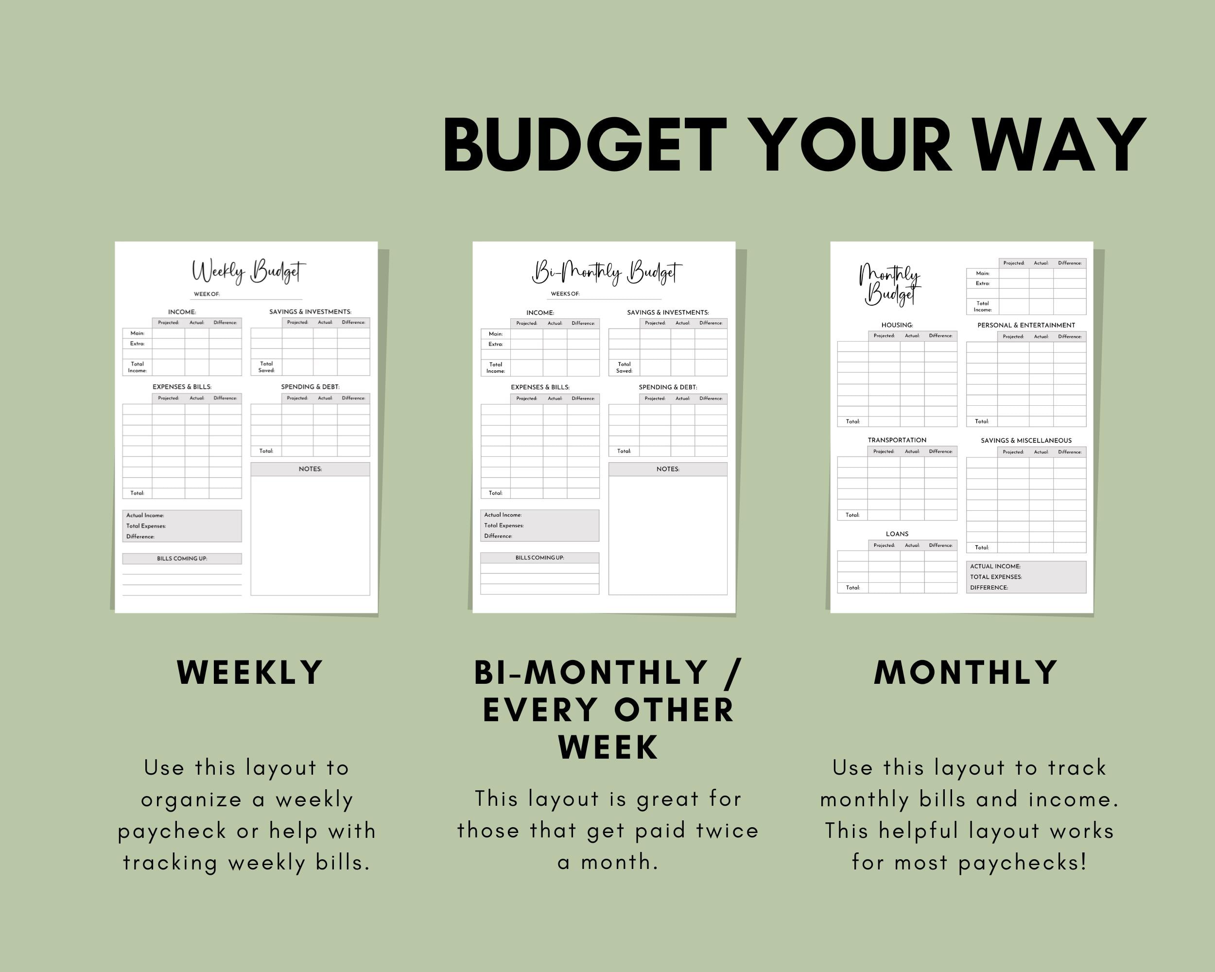 Mini Budget Planner Bundle Printable PDF - Weekly - Biweekly ...