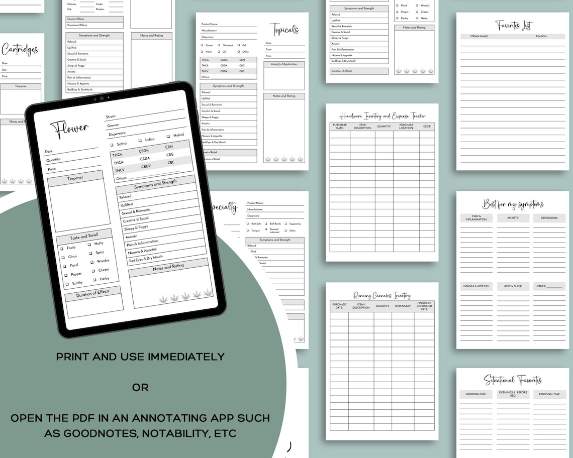 Minimalist Cannabis Journal Printable Version ONLY - Marijuana Strains ...