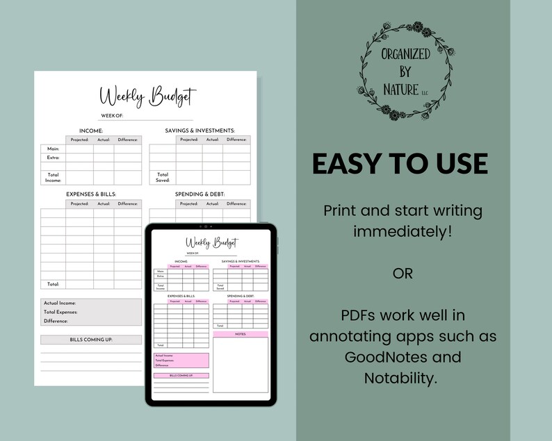 Mini Budget Planner Bundle Printable PDF - Weekly - Biweekly ...