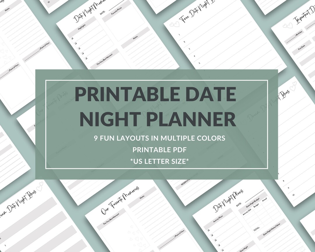 Date Night Planner for Couples Printable PDF Date Budget, Plans ...
