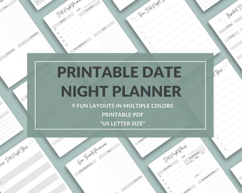 Date Night Planner for Couples Printable PDF - Date Budget, Plans, Memories, Ideas, and ...