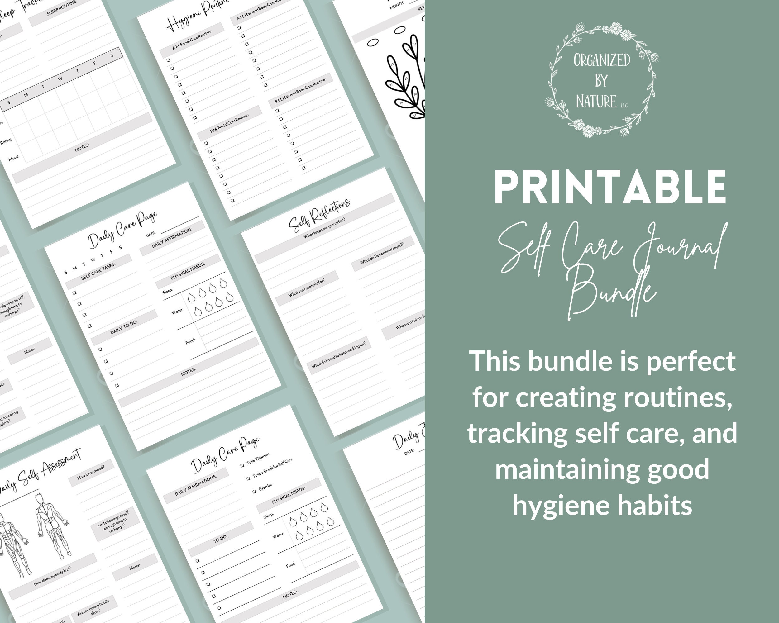 Self Care Printable Bundle PDF - Sleep Tracker - Journal - Daily Care ...